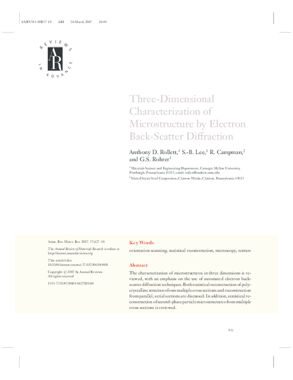 (PDF) Three-Dimensional Characterization of Microstructure by Electron BackScatter Diffraction