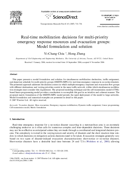 (PDF) Real-time mobilization decisions for multi-priority emergency ...