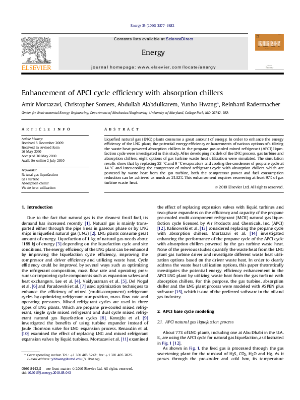 (PDF) Enhancement of APCI cycle efficiency with absorption chillers