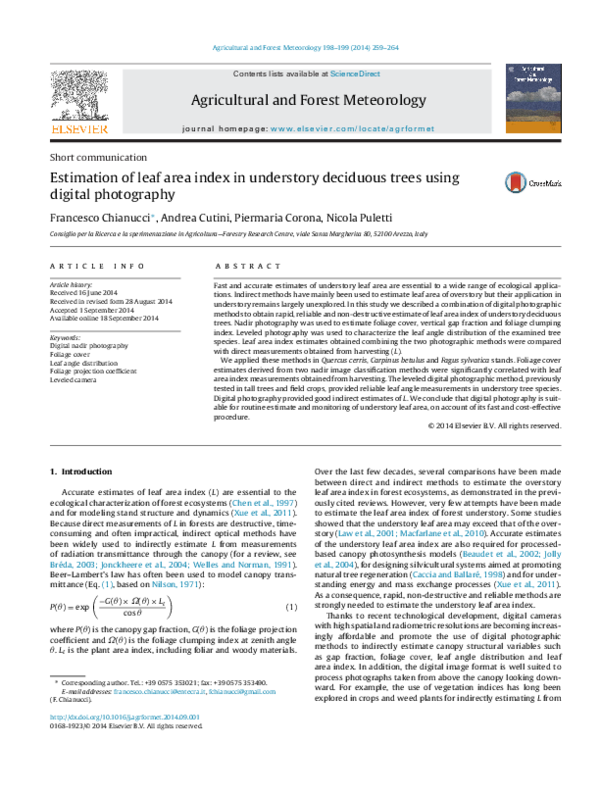 Estimation of leaf area index in understory deciduous trees using ...