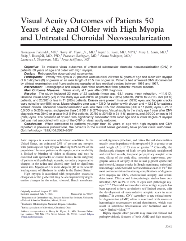 (PDF) Visual acuity outcomes of patients 50 years of age and older with high myopia and ...