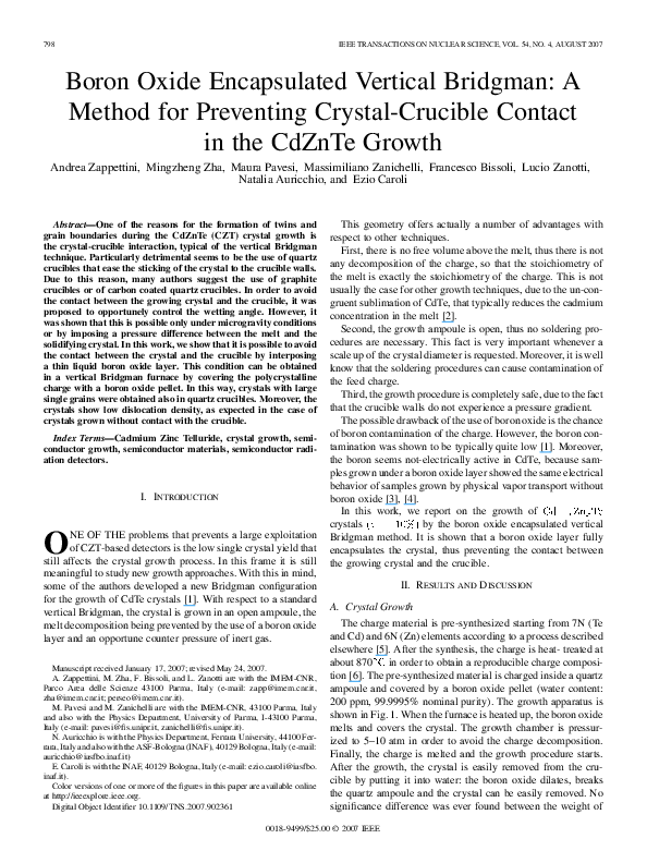 (PDF) Boron Oxide Encapsulated Vertical Bridgman: A Method for ...