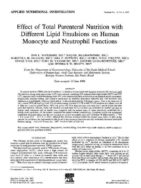 (PDF) Effect of total parenteral nutrition with different lipid ...