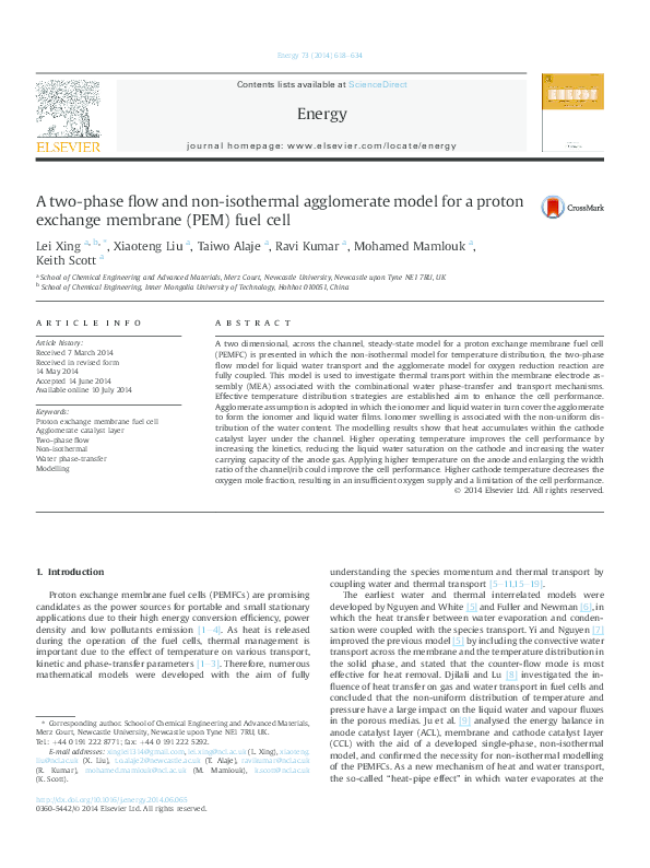 (PDF) A two-phase flow and non-isothermal agglomerate model for a proton exchange membrane (PEM ...