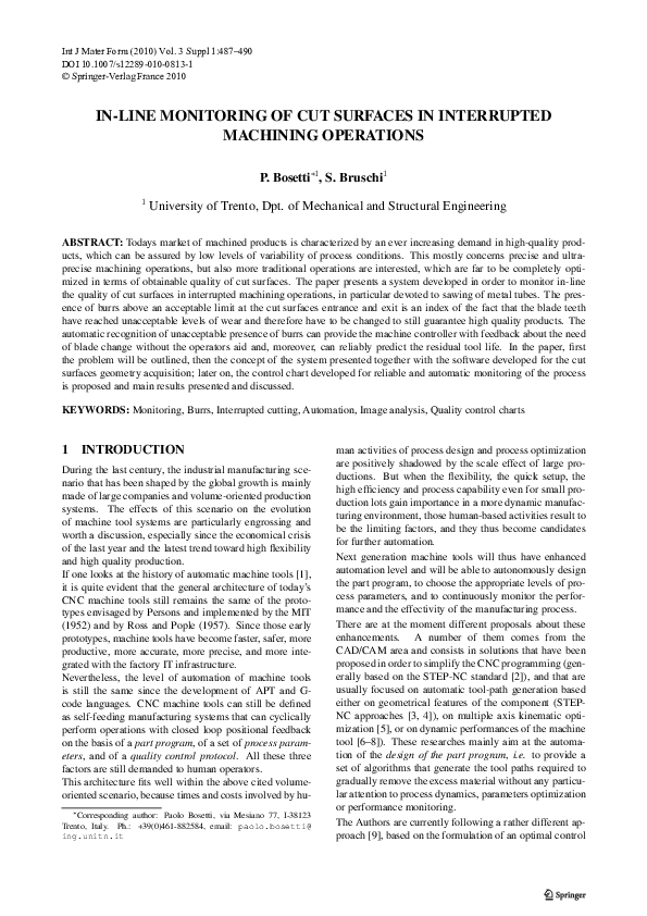 (PDF) In-line monitoring of cut surfaces in interrupted machining ...