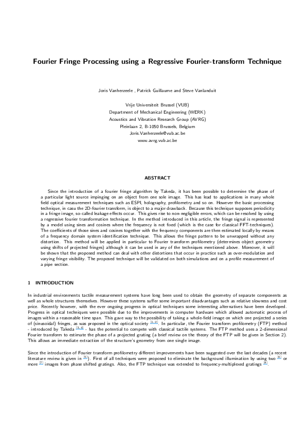 Fourier fringe processing using a regressive Fouriertransform technique