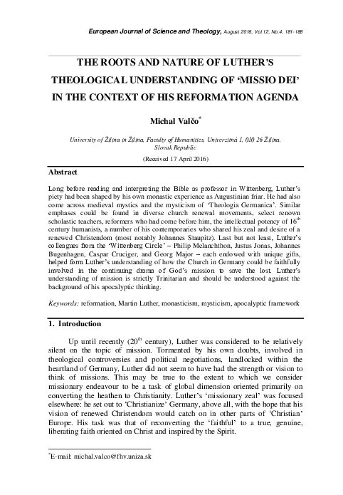 (PDF) THE ROOTS AND NATURE OF LUTHER'S THEOLOGICAL UNDERSTANDING OF ...