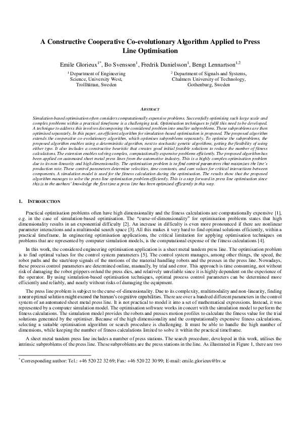 Pdf A Constructive Cooperative Coevolutionary Algorithm Applied To Press Line Optimisation
