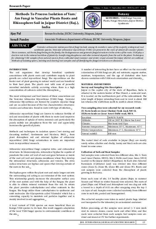 (PDF) Methods To Process Isolation of Vam/ Am Fungi in Vascular Plants ...