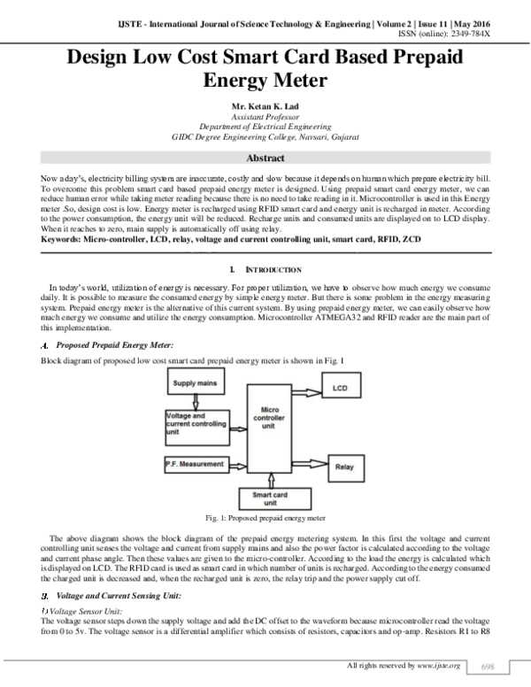 (PDF) Design Low Cost Smart Card Based Prepaid Energy Meter