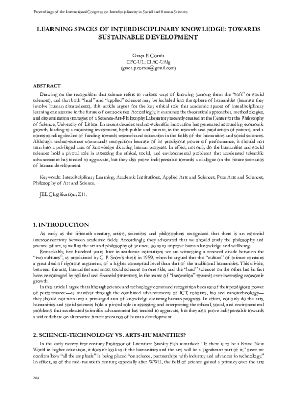 (PDF) LEARNING SPACES OF INTERDISCIPLINARY KNOWLEDGE: TOWARDS ...