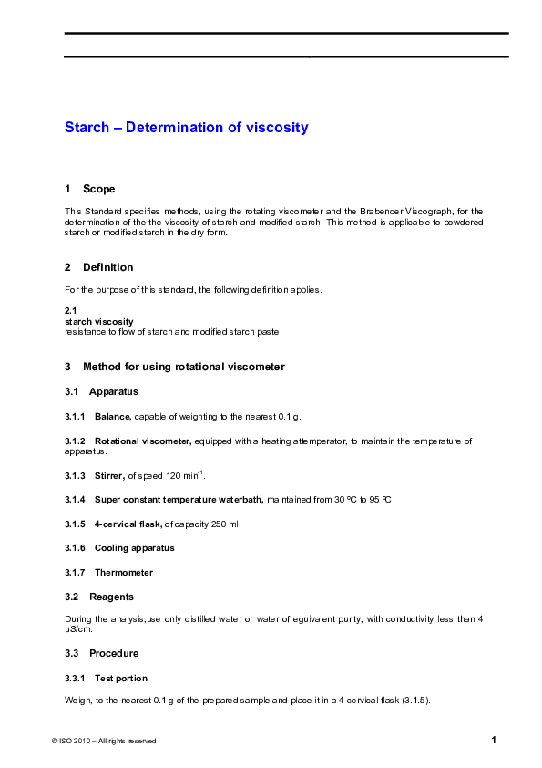 (PDF) Starch – Determination of viscosity 1 Scope