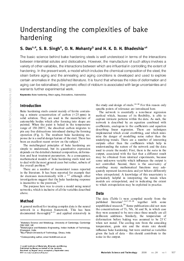 (PDF) Understanding the complexities of bake hardening