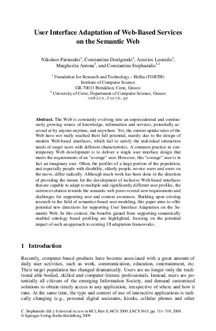 (PDF) User Interface Adaptation of Web-Based Services on the Semantic Web