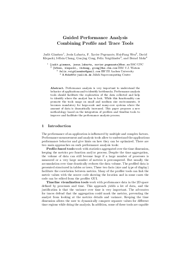 (PDF) Guided Performance Analysis Combining Profile and Trace Tools