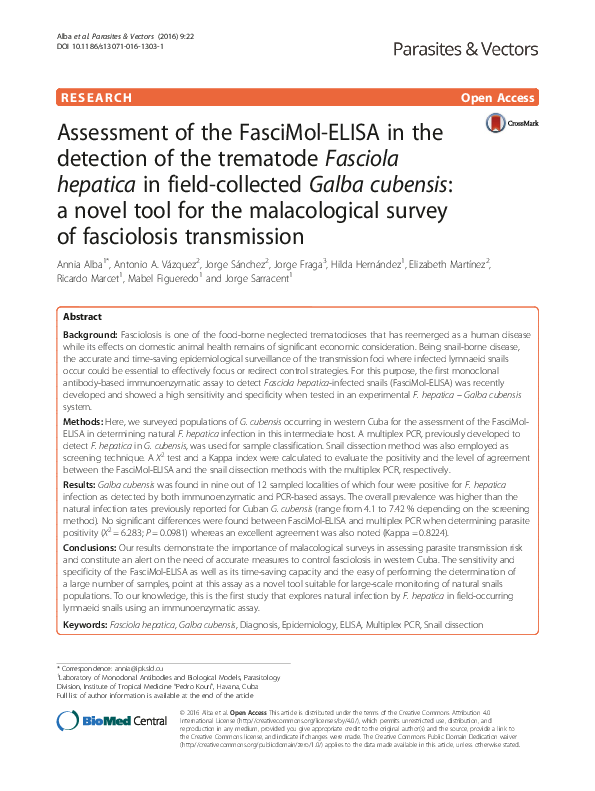 (PDF) Assessment of the FasciMol-ELISA in the detection of the ...