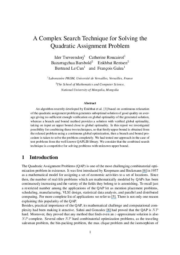 (PDF) A Complex Search Technique for Solving the Quadratic Assignment ...