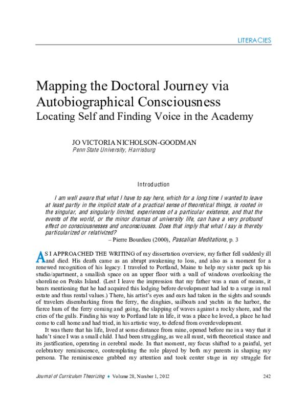 (PDF) Mapping the Doctoral Journey via Autobiographical Consciousness ...