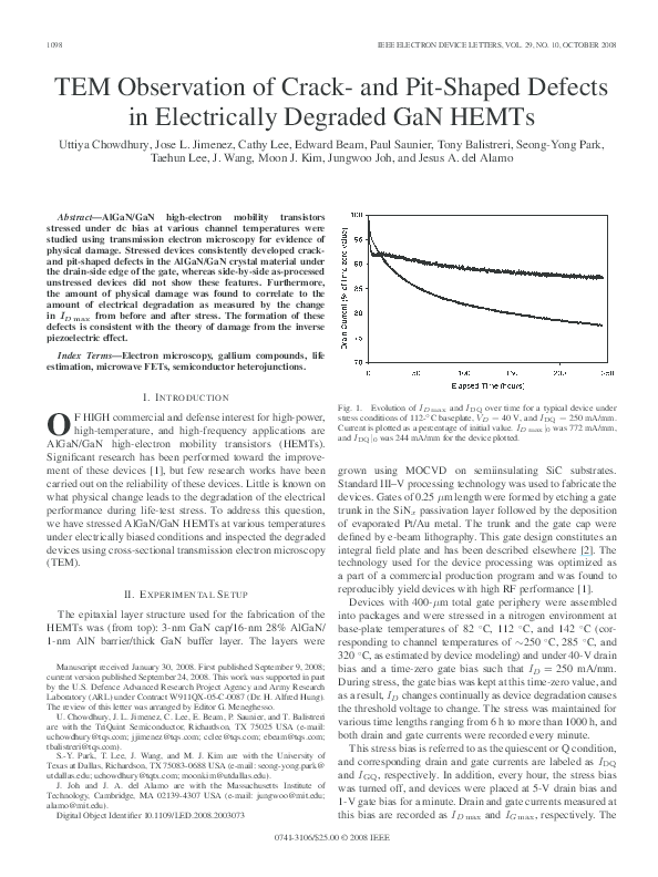 (PDF) TEM Observation of Crack and Pit-Shaped Defects in Electrically ...