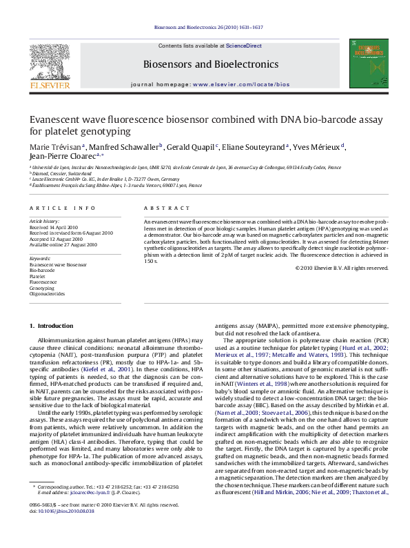 (PDF) Evanescent wave fluorescence biosensor combined with DNA bio ...