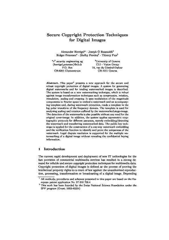 (PDF) Secure Copyright Protection Techniques for Digital Images