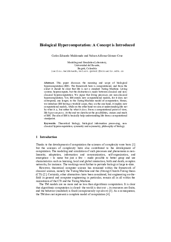 (PDF) Biological Hypercomputation: A Concept is Introduced