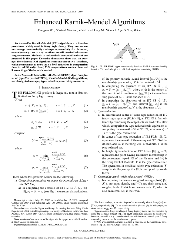 (PDF) Enhanced Karnik--Mendel Algorithms