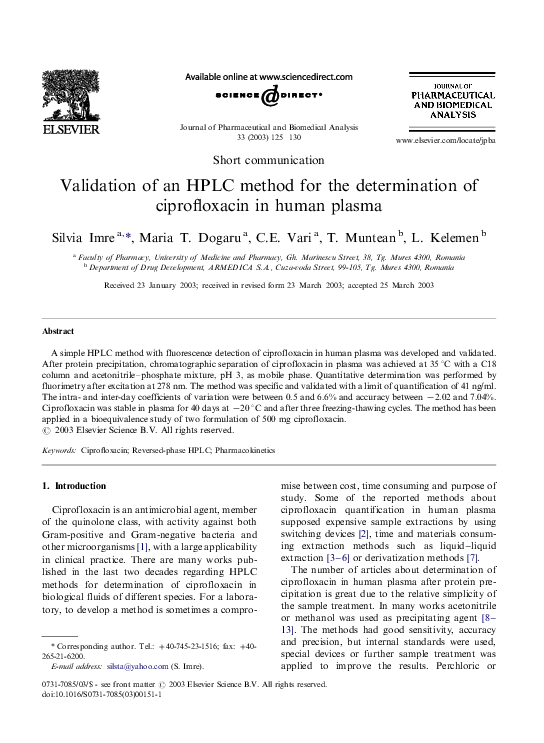 Pdf Validation Of An Hplc Method For The Determination Of Imatinib