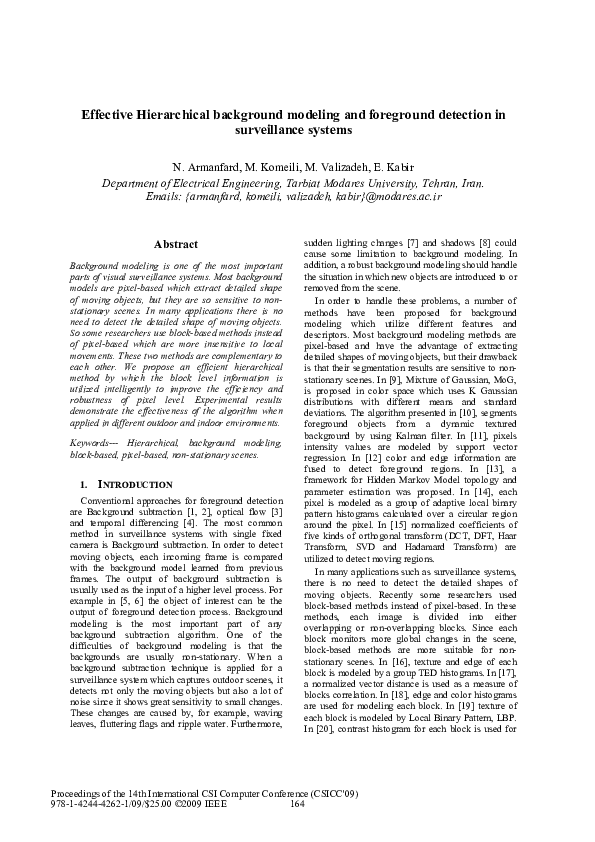 Pdf Effective Hierarchical Background Modeling And Foreground Detection In Surveillance Systems