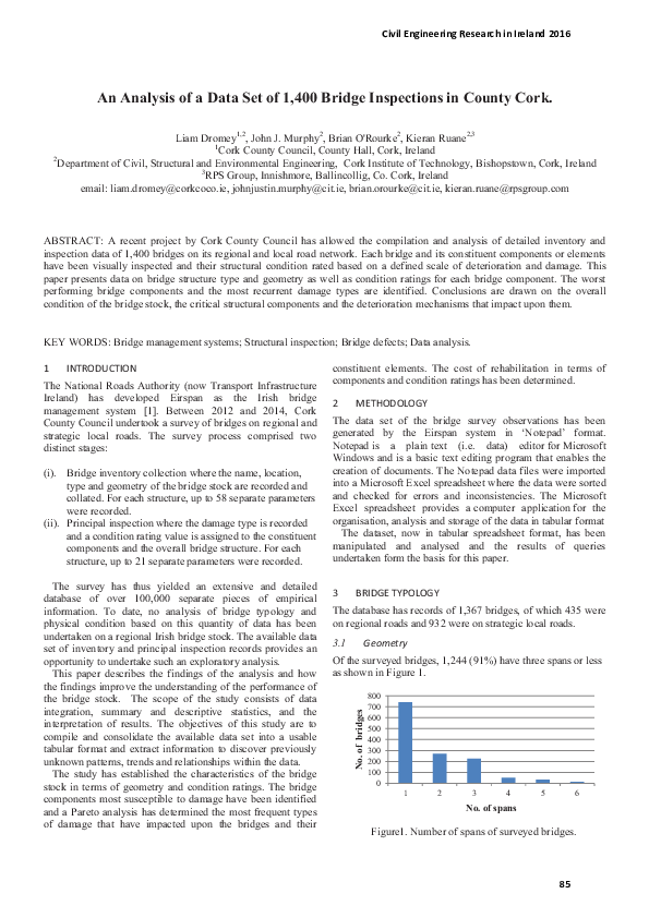 (PDF) Bridge Inspection Analysis of 1400 Structures