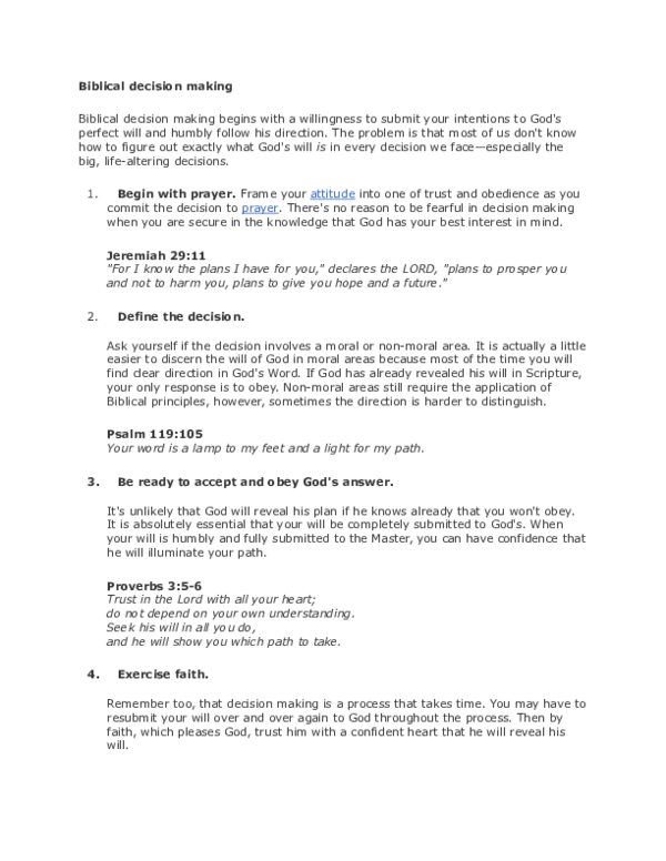(DOC) Biblical Decision Making