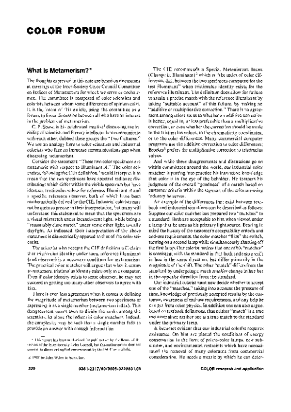 (PDF) What is Metamerism