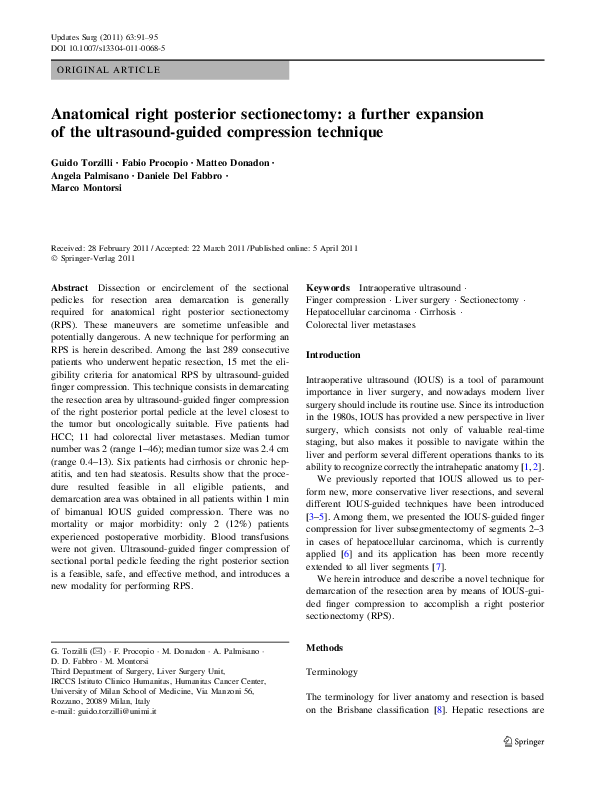 (PDF) Anatomical right posterior sectionectomy: a further expansion of ...