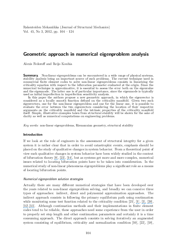 (PDF) Geometric approach in numerical eigenproblem analysis