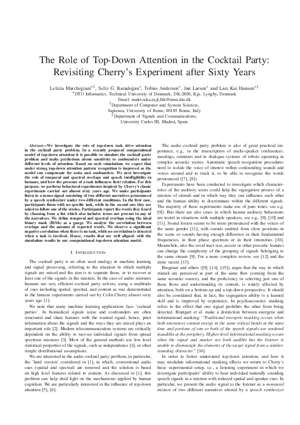 (PDF) The Role of Top-Down Attention in the Cocktail Party: Revisiting ...
