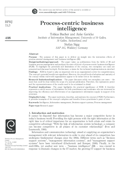 (PDF) Process-centric business intelligence