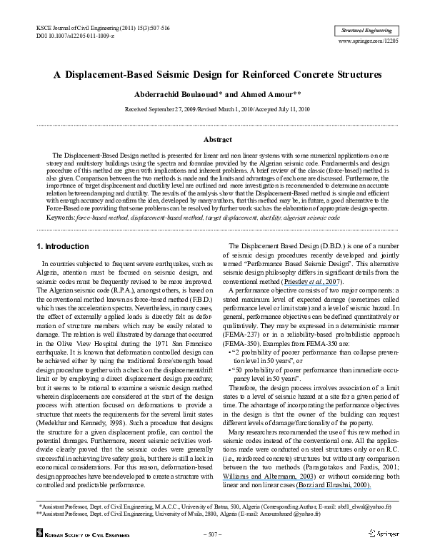 (PDF) A displacement-based seismic design for reinforced concrete ...