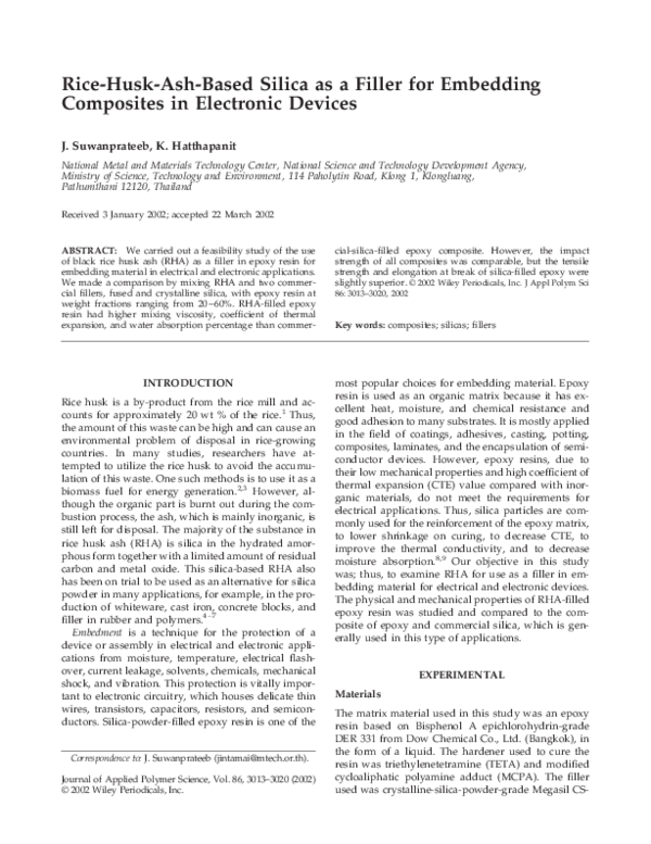 (PDF) Rice-husk-ash-based silica as a filler for embedding composites ...