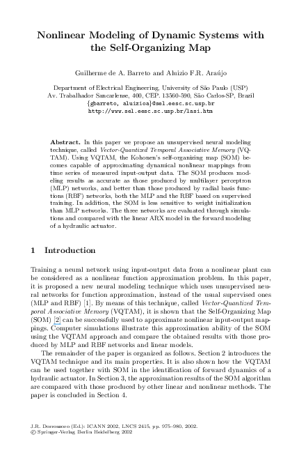 Pdf Modeling Nonlinear Dynamics With Som