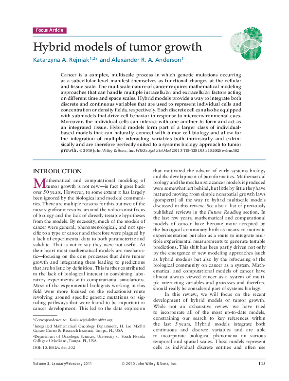 (PDF) Hybrid models of tumor growth