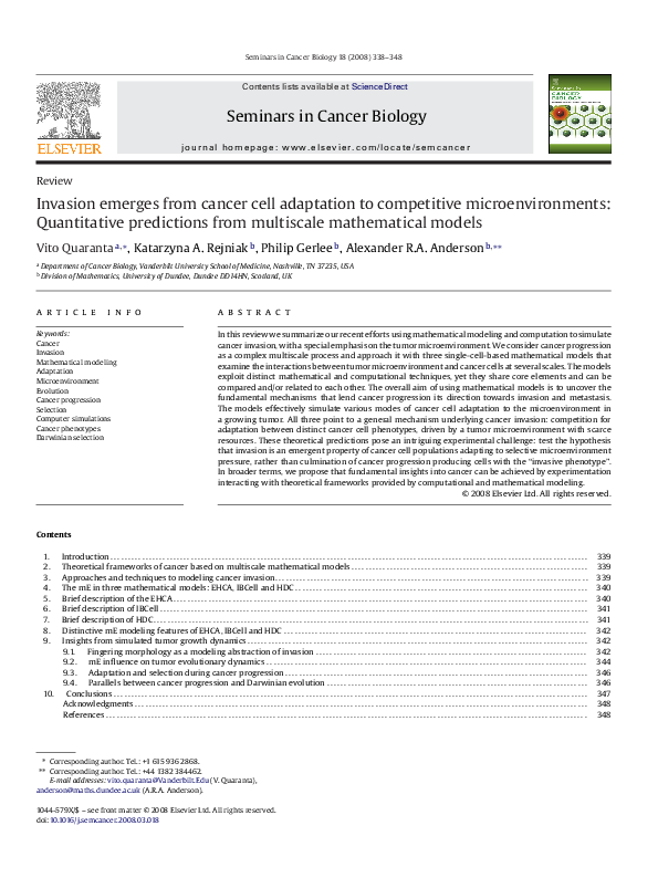 (PDF) Invasion emerges from cancer cell adaptation to competitive ...