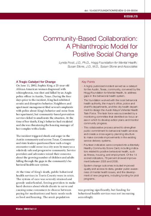 (PDF) Community-Based Collaboration: A Philanthropic Model for Positive ...