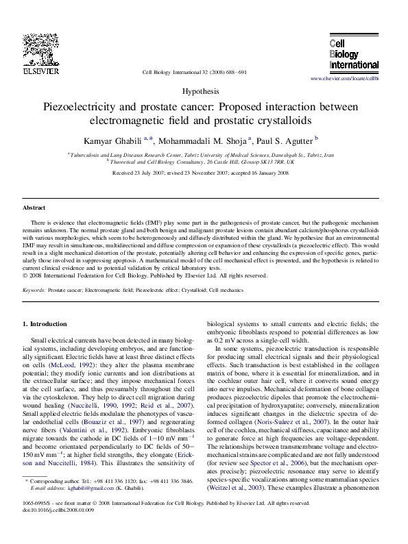 (PDF) Piezoelectricity and prostate cancer: Proposed interaction ...
