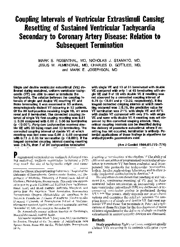 (PDF) Coupling intervals of ventricular extrastimuli causing resetting ...
