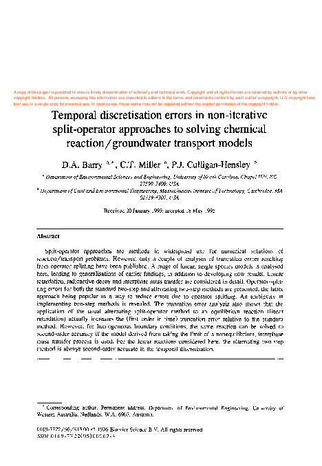 Pdf Temporal Discretisation Errors In Non Iterative Split Operator Approaches To Solving