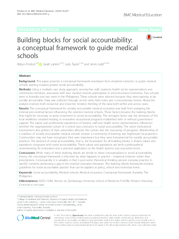 Building blocks for social accountability: a conceptual framework to ...