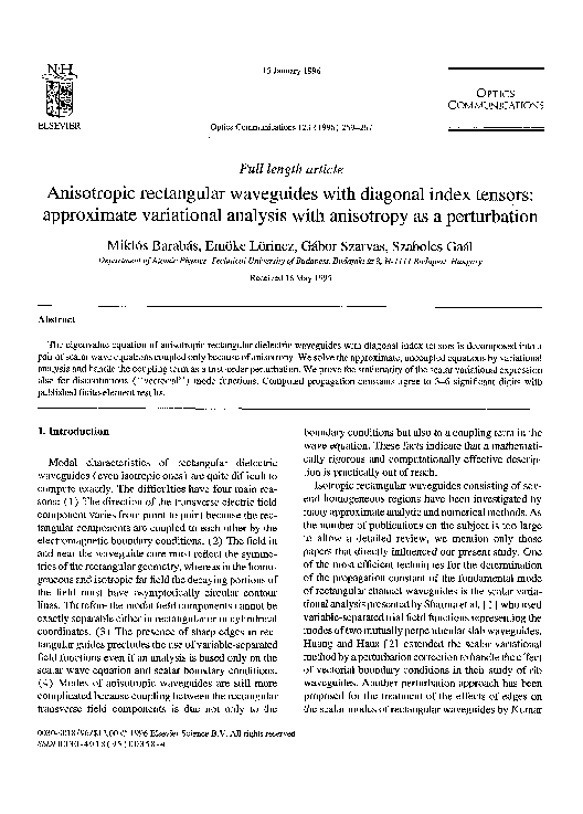 Pdf Anisotropic Rectangular Waveguides With Diagonal Index Tensors