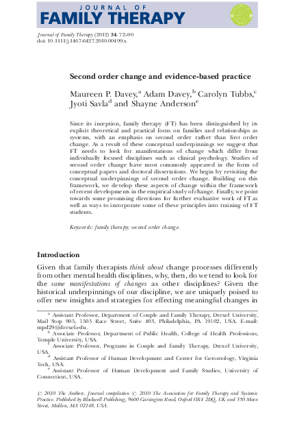 (PDF) Second order change and evidence-based practice: Second order change