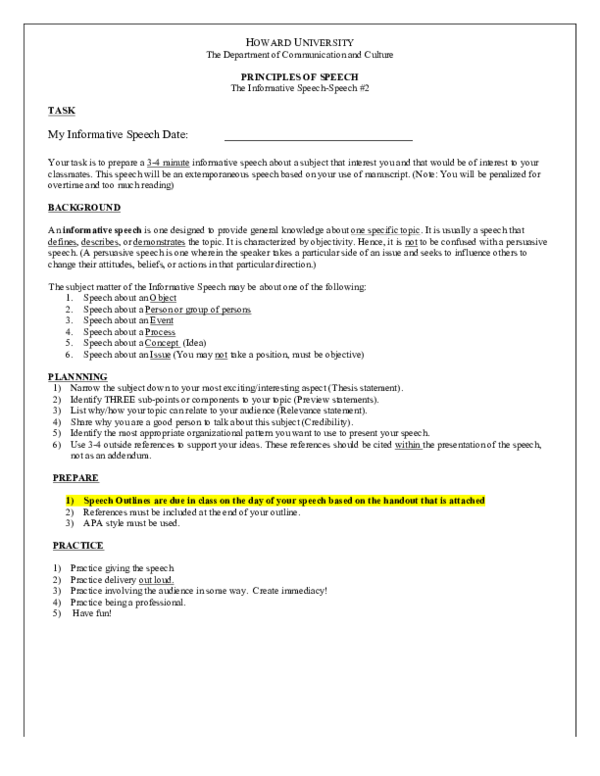 Informative Speech Outline Example About A Person Informative Speech Informative Speech Outline Example About A Person Informative Speech