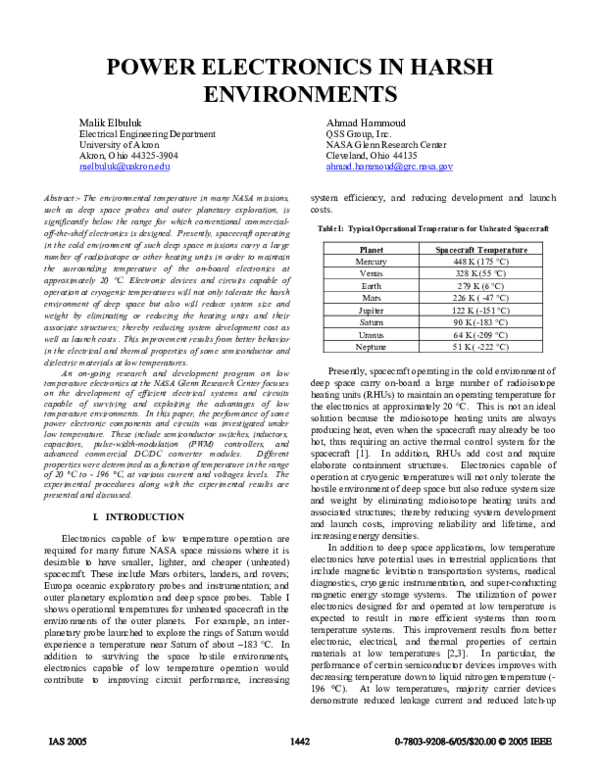 (PDF) Power electronics in harsh environments